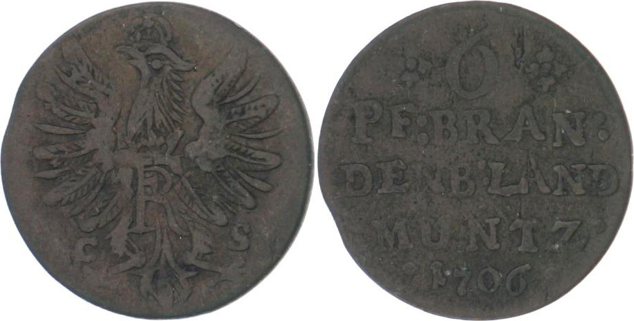 Preussen 6 Pfennig 1706 CS Friedrich I. 1701-1713 s-ss | MA-Shops