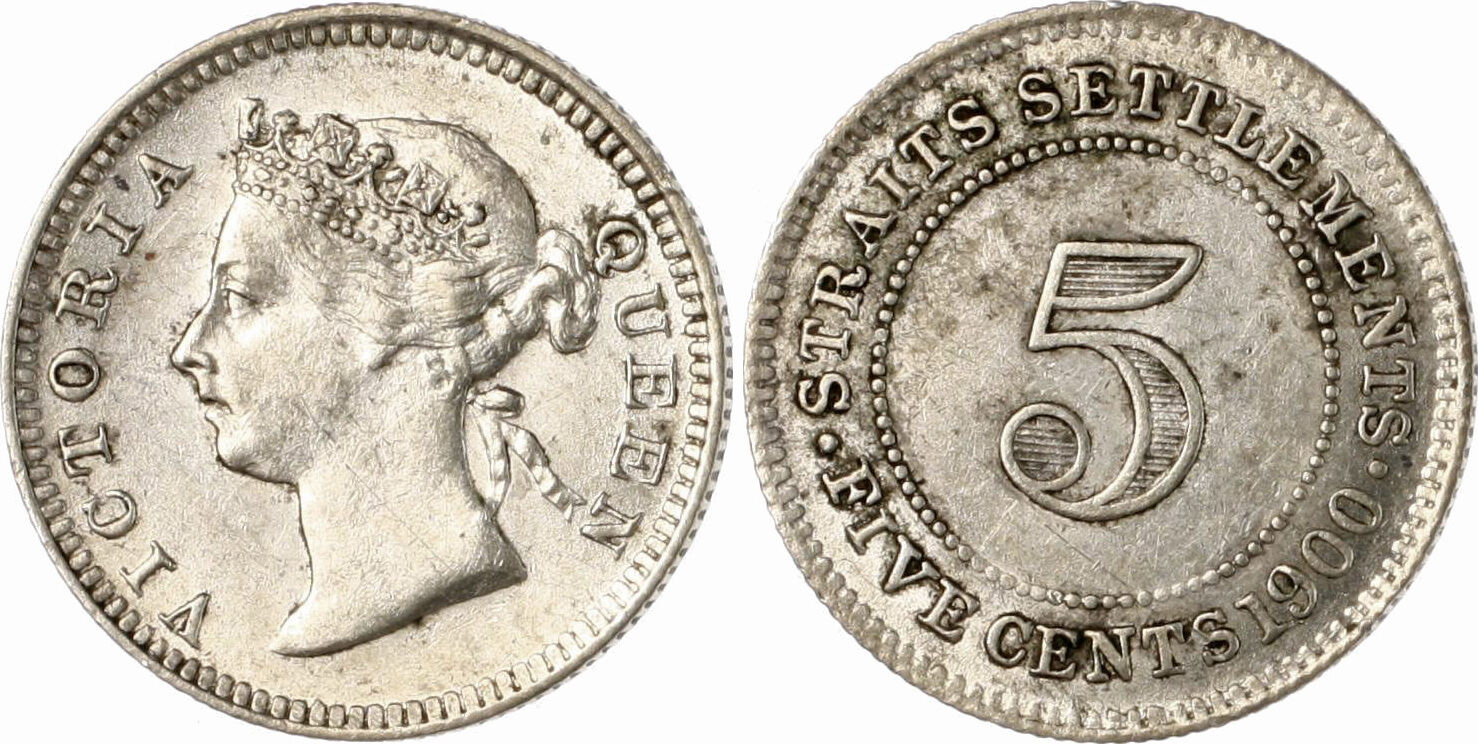 Straits Settlement 5 Cents 1900 Victoria 1837-1901 ss-vz | MA-Shops