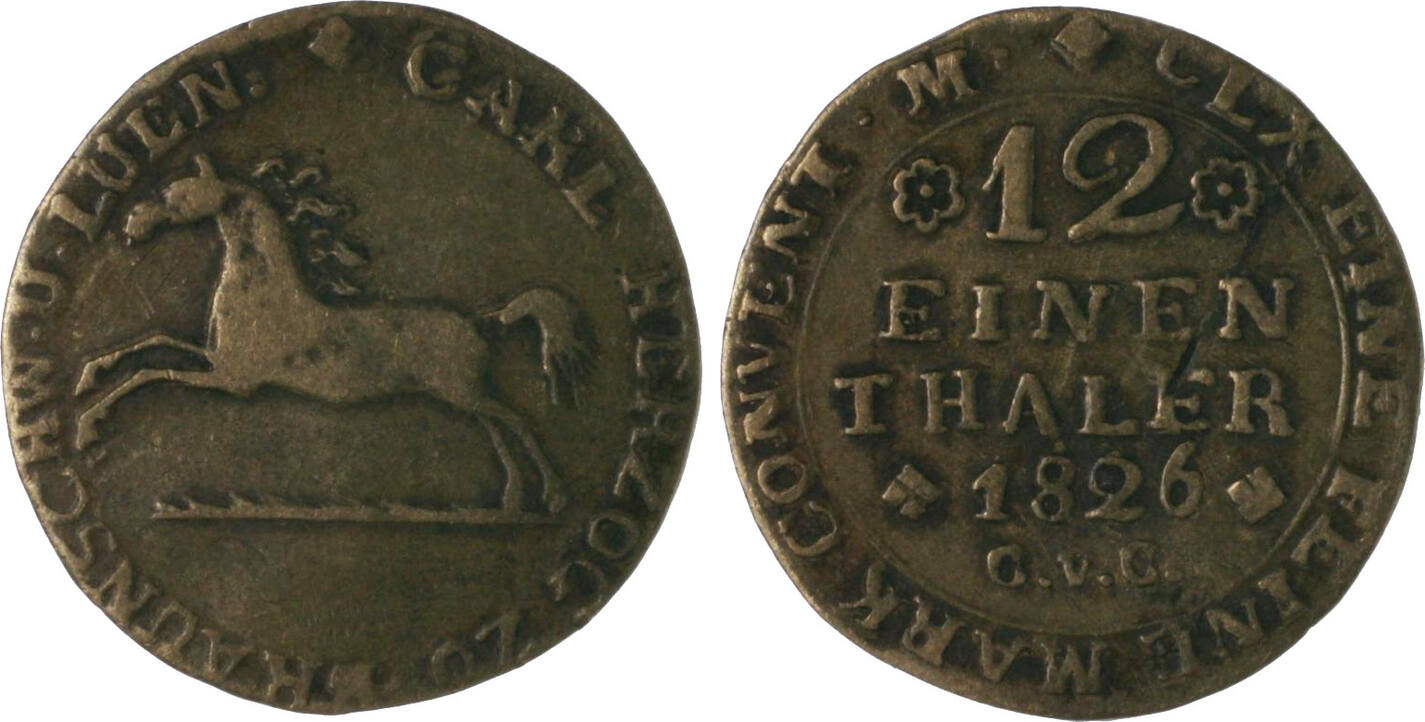 Braunschweig-Wolfenbüttel 1/12 Taler 1826 C.V.C. Karl II. (1815-1830 ...