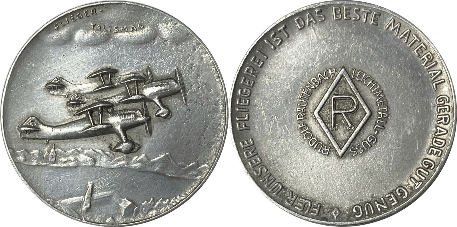Medaillen - Luftfahrt Aluminium-Medaille o.J. Flieger-Talisman / Rudolf ...