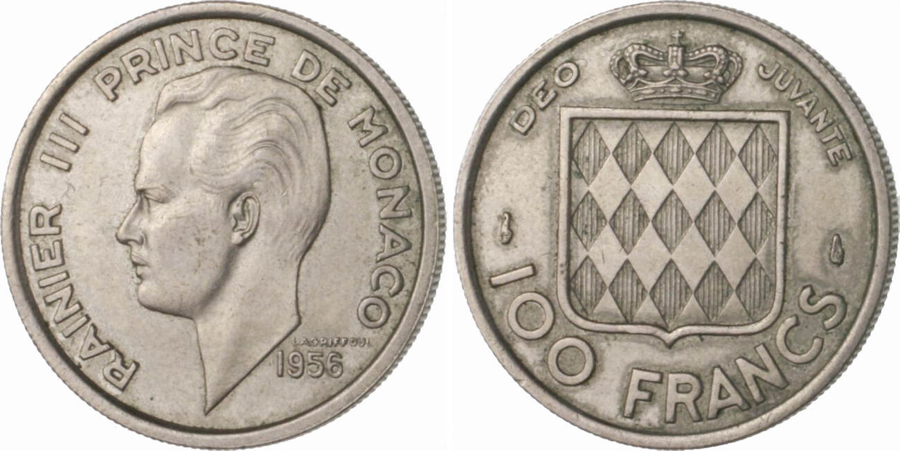 Monaco 100 Francs 1956 Rainer III. 1949-2005 vz | MA-Shops