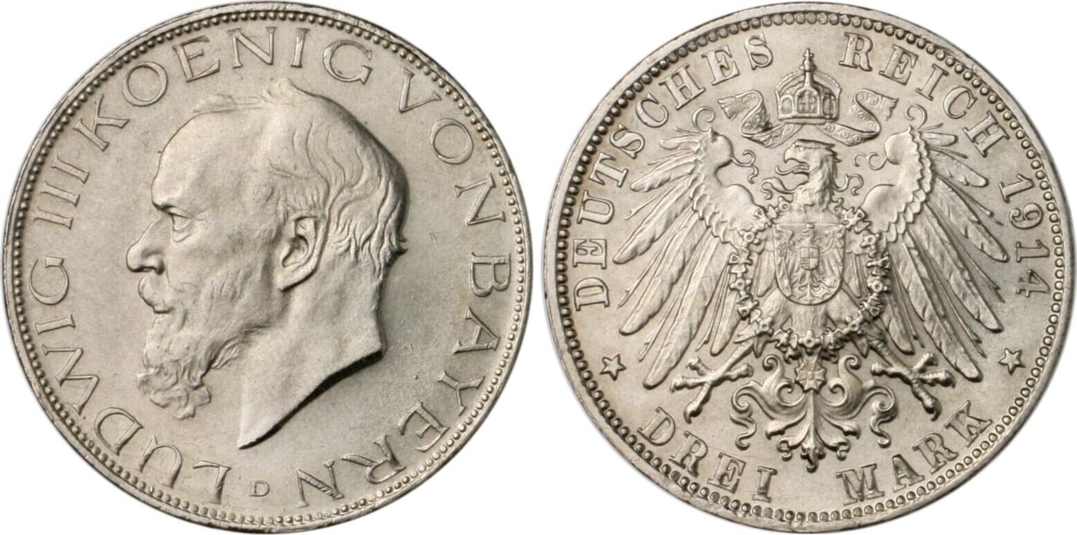 Bayern 3 Mark 1914 D Ludwig III. 1913-1918 f.st | MA-Shops