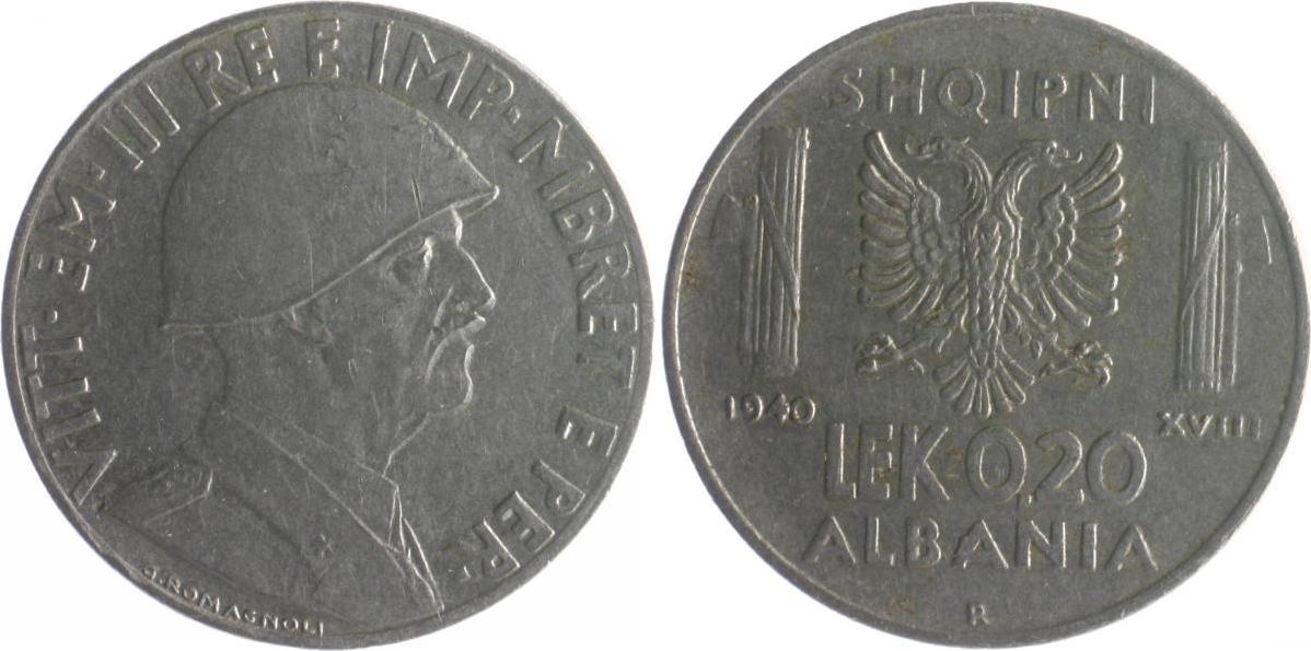 Albanien 0,20 Lek 1940 Vittorio Emuelle III. 1939-1943 ss-vz | MA-Shops