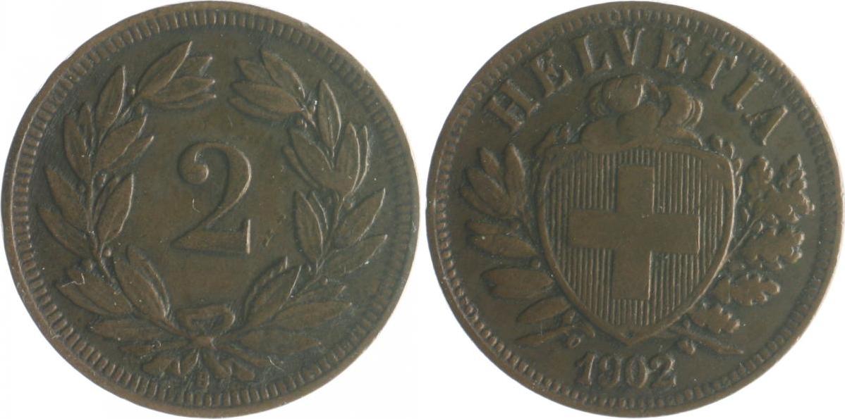 Schweiz 2 Rappen 1902 B Helvetische Republik ss | MA-Shops