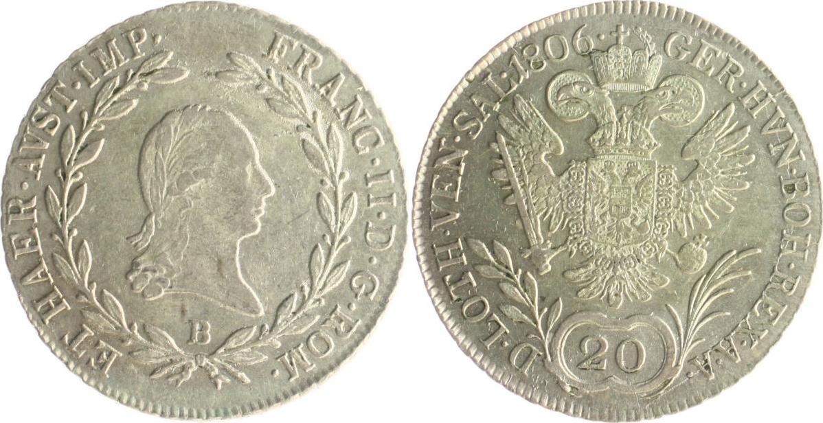 RDR - Österreich 20 Kreuzer 1806 B Franz II. 1792-1806 vz | MA-Shops