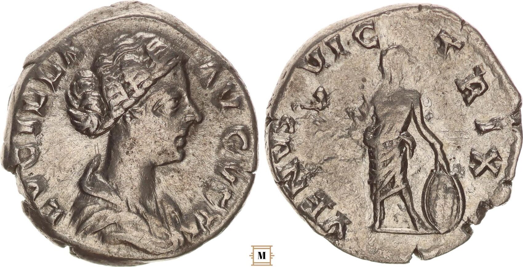 Roman Empire AR denarius 164-183 Lucilla, VENUS VICTRIX, Venus standing ...