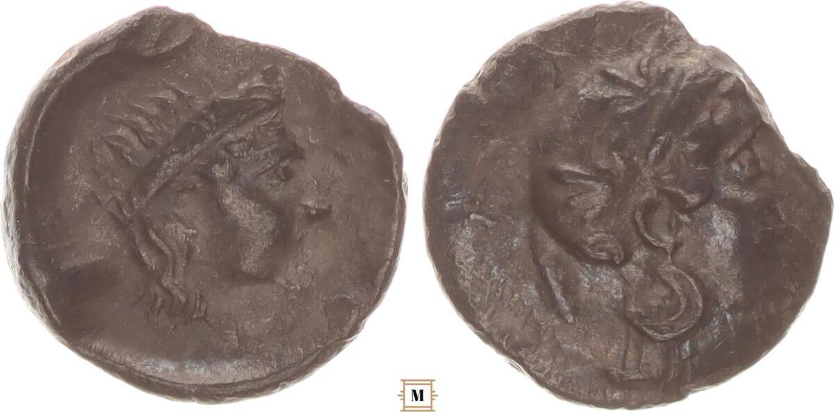 Greek obol 4th cent. BC Cilicia, Holmoi, Head of Athena / Head of ...