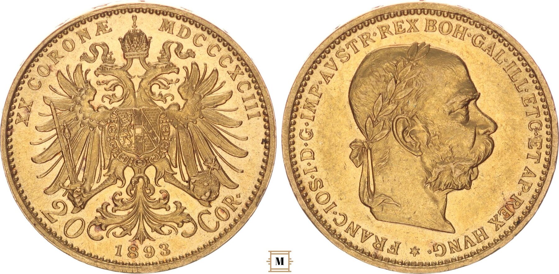 Austria 20 kronen 1893 Franz Joseph AU | MA-Shops