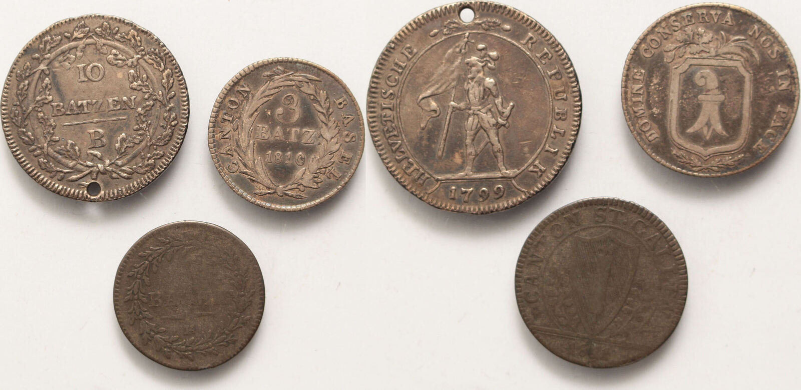 Switzerland 1 batzen, 3 batzen, 10 batzen 1811,1810,1811 3 pcs lot of ...