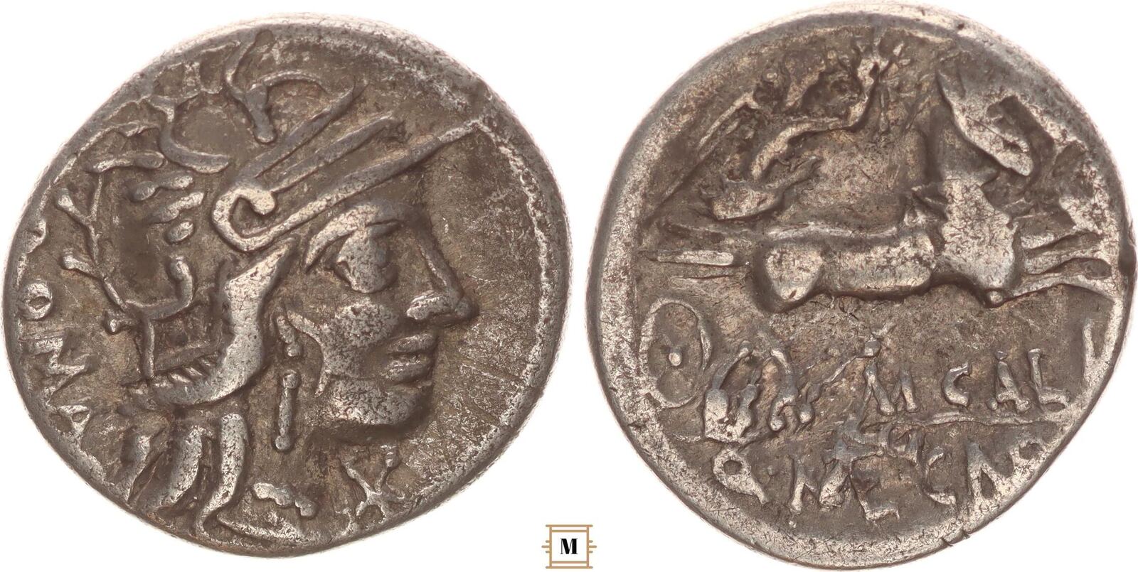 Roman Republic AR denarius M. Calidius Q. Metellus, and Cn. Fulvius ...