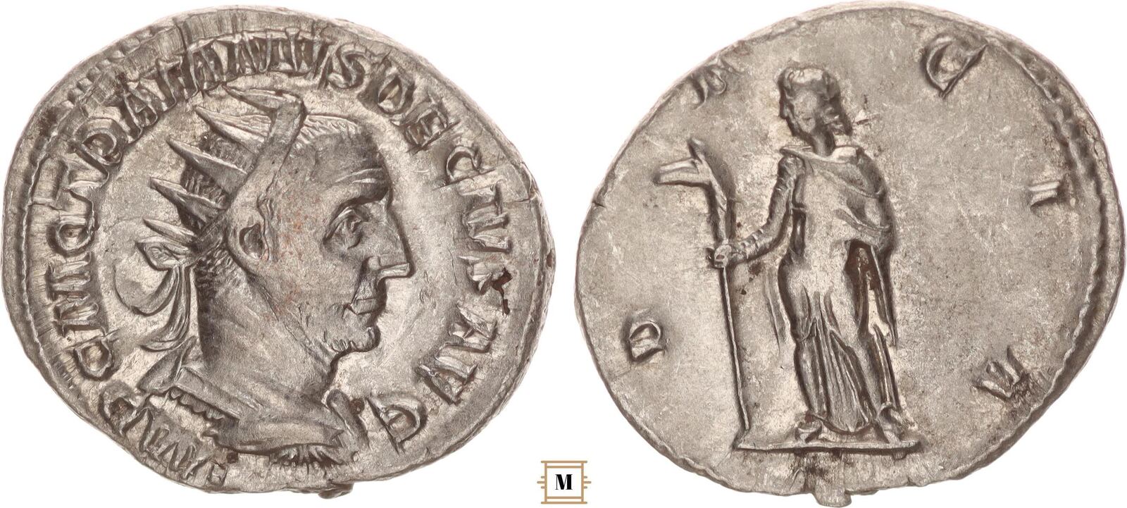 Roman Empire Antoninianus 249-251 Trajan Decius, DACIA, Dacia standing ...