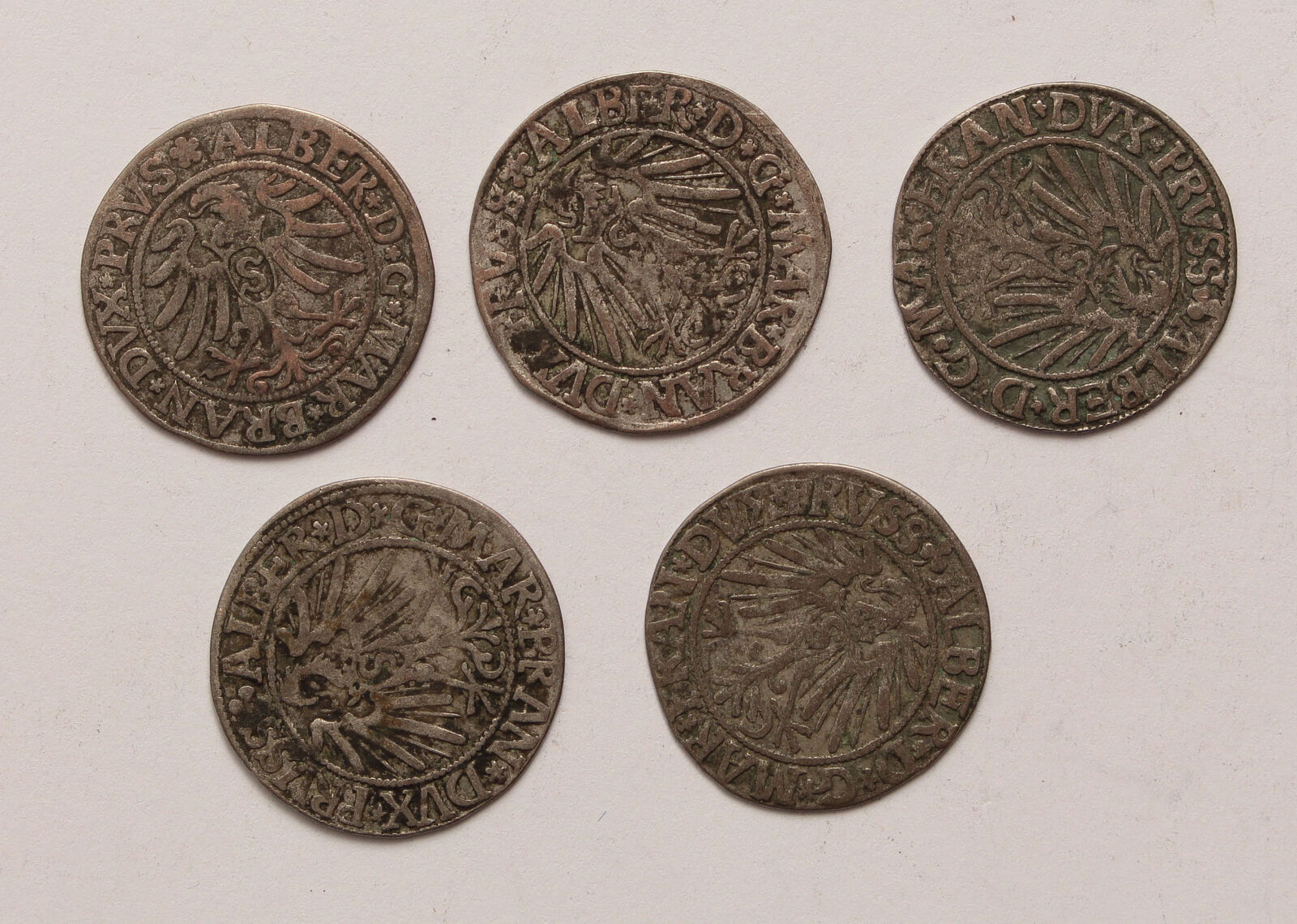 Germany - Preussen groschen 1532,1540,1543,1545 5pcs lot of Albrecht ...