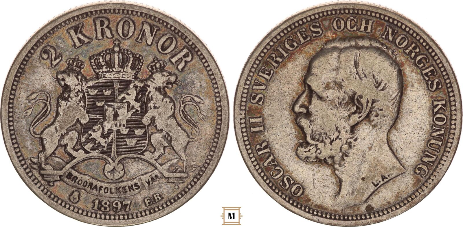 Sweden 2 kronor 1897 Oscar II. VF- | MA-Shops