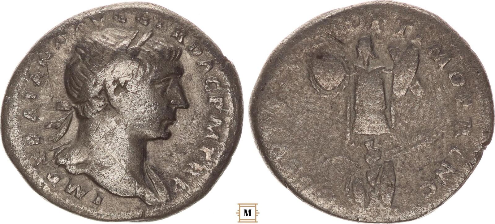 Roman Empire AR denarius 98-117 Trajan, Dacia conquest commemorative ...