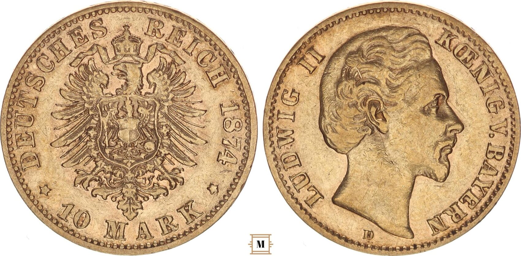 Germany 10 mark 1874 D Bavaria | MA-Shops