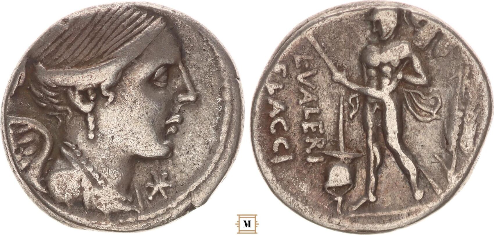 Roman Republic AR denarius 108-107 BC L. Valerius Flaccus, Bust of ...