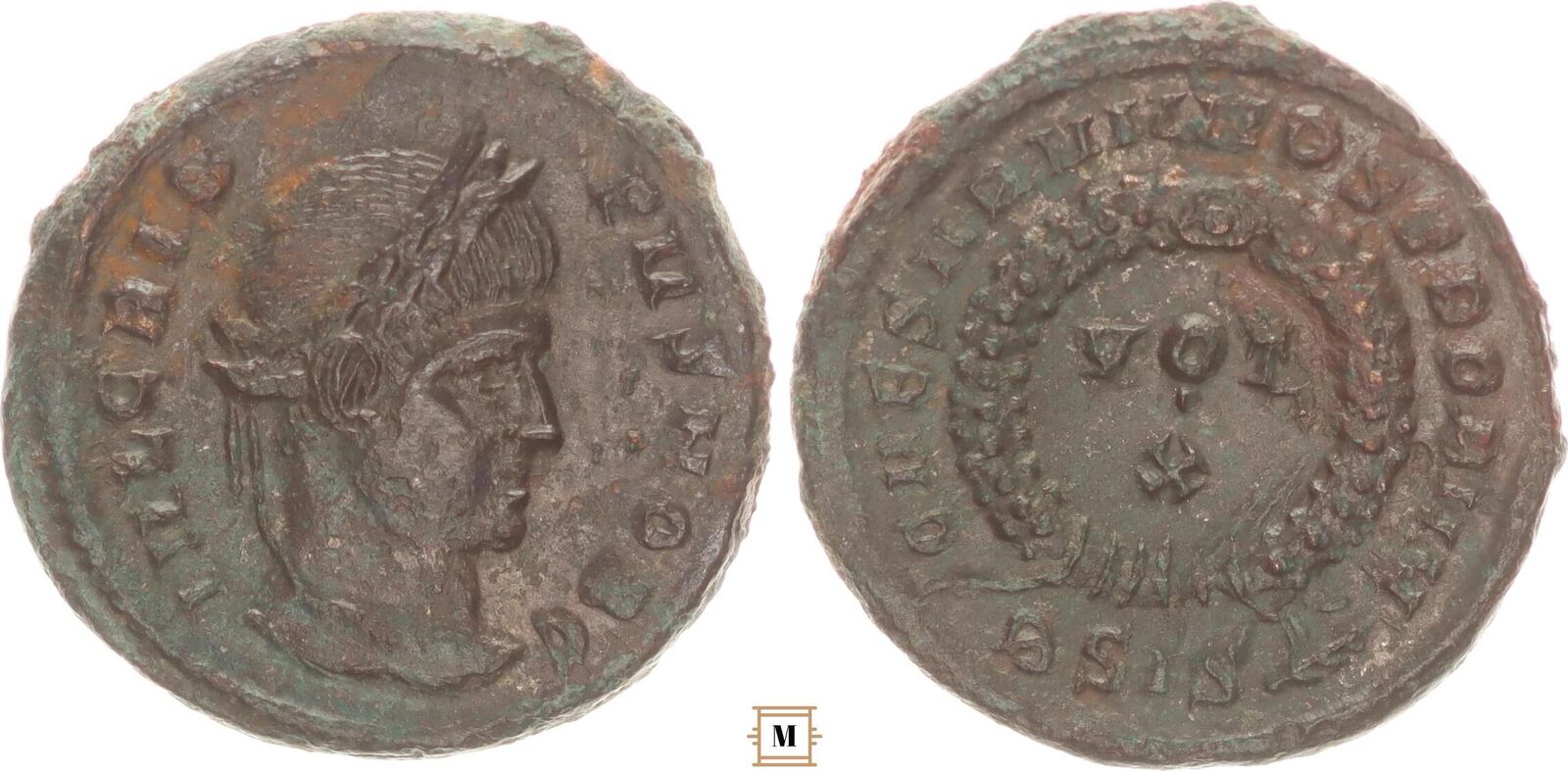 Roman Empire follis 316-326 Crispus as Caesar, VOT X in wreath, Palm ...