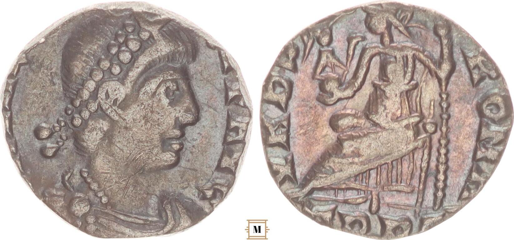 Roman Empire siliqua 364-378 Valens, VRBS ROMA, Roma seated reduced ...