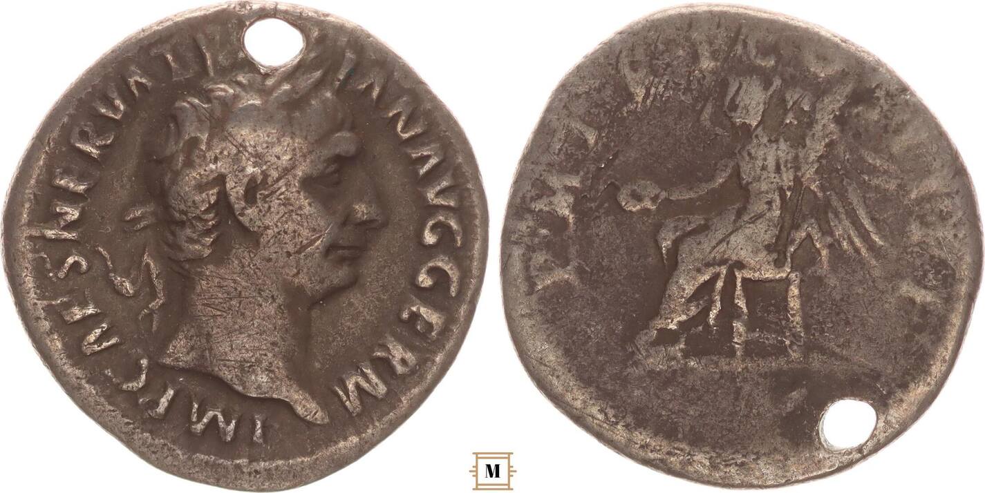 Roman Empire AR denarius 98-117 Trajan, PM TR P COS II PP, Victory ...