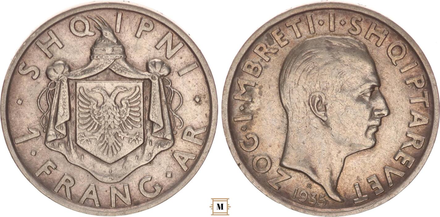 Albania 1 franga ar 1935 I. Zogu XF- | MA-Shops