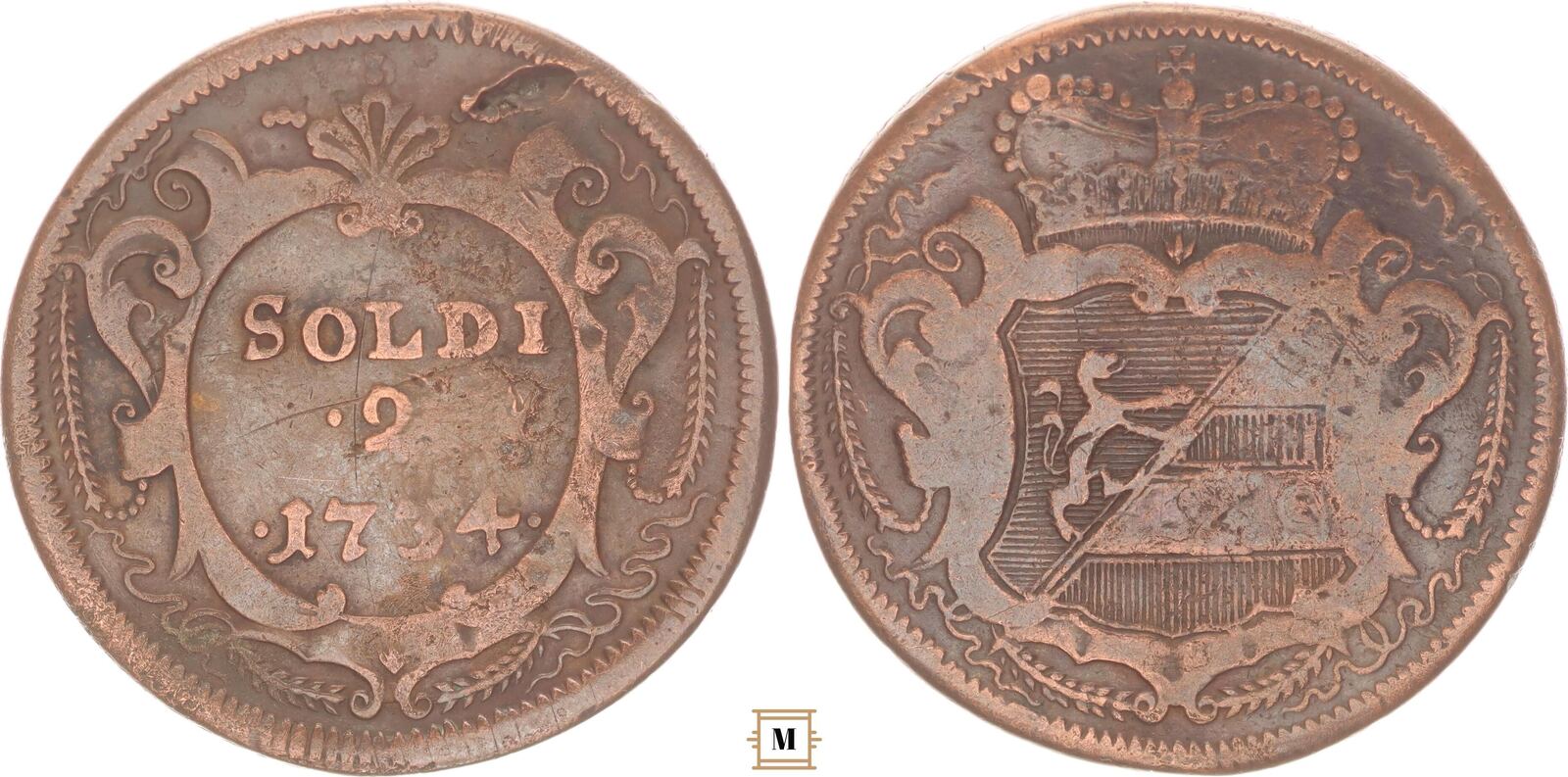 Italy - Gorizia 2 soldi 1734 | MA-Shops