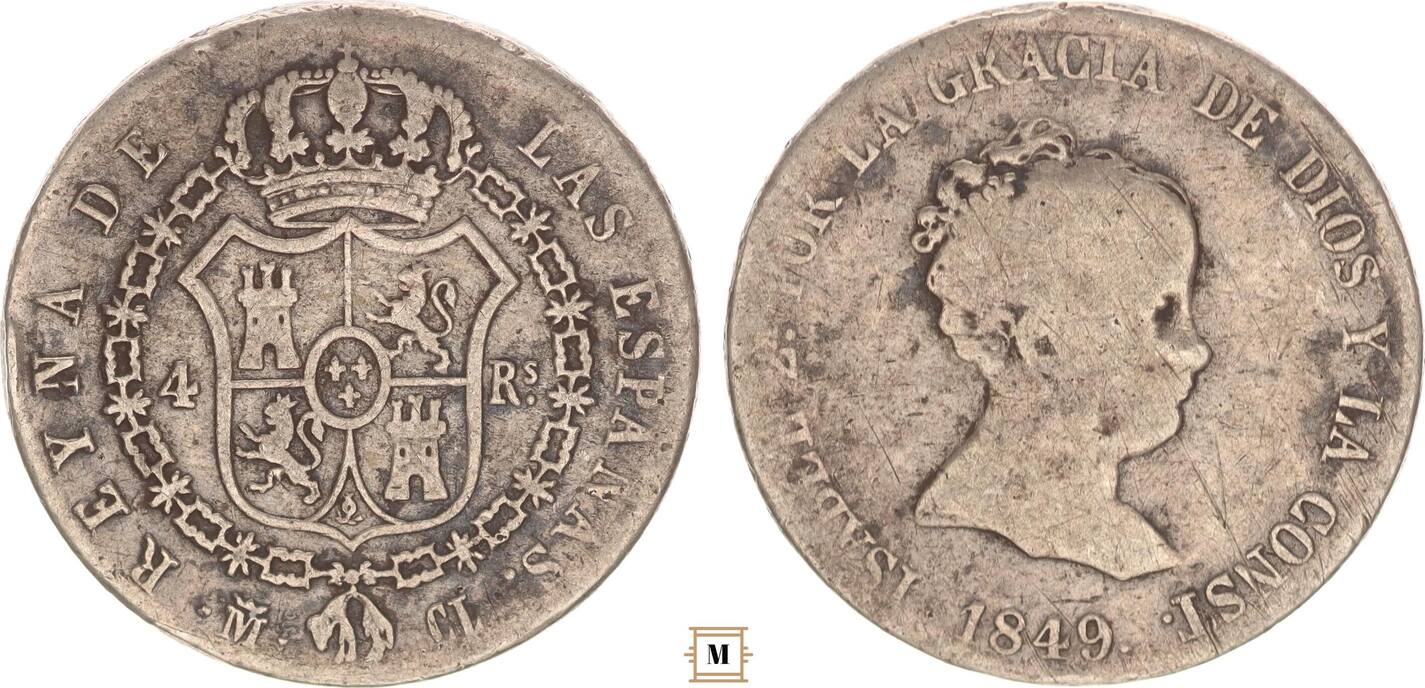 Spain 4 reales 1849 CL Isabel II., Madrid | MA-Shops