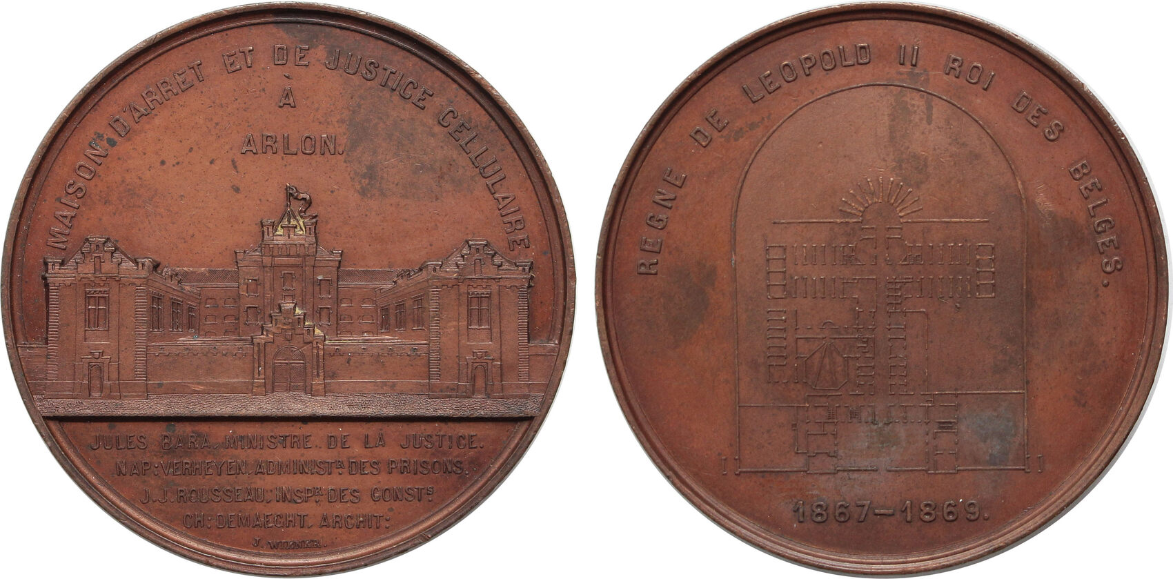 Belgium bronze medal Leopold II., House of Justice and Cellular Prison ...