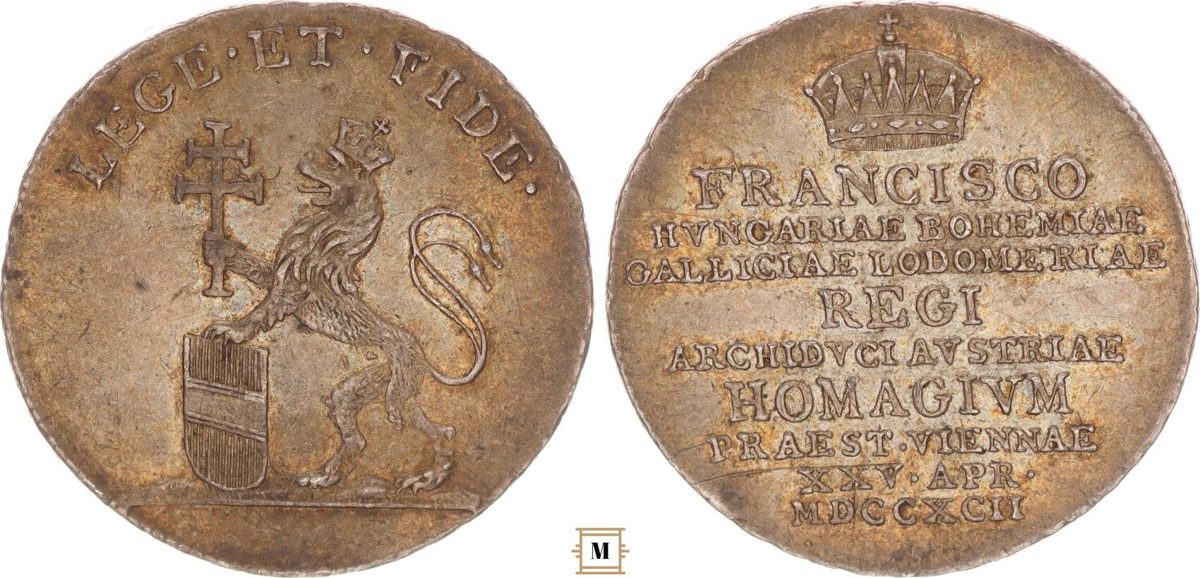 Austria jeton 1792 Franz II., Huldigung für Wien XF, patina | MA-Shops