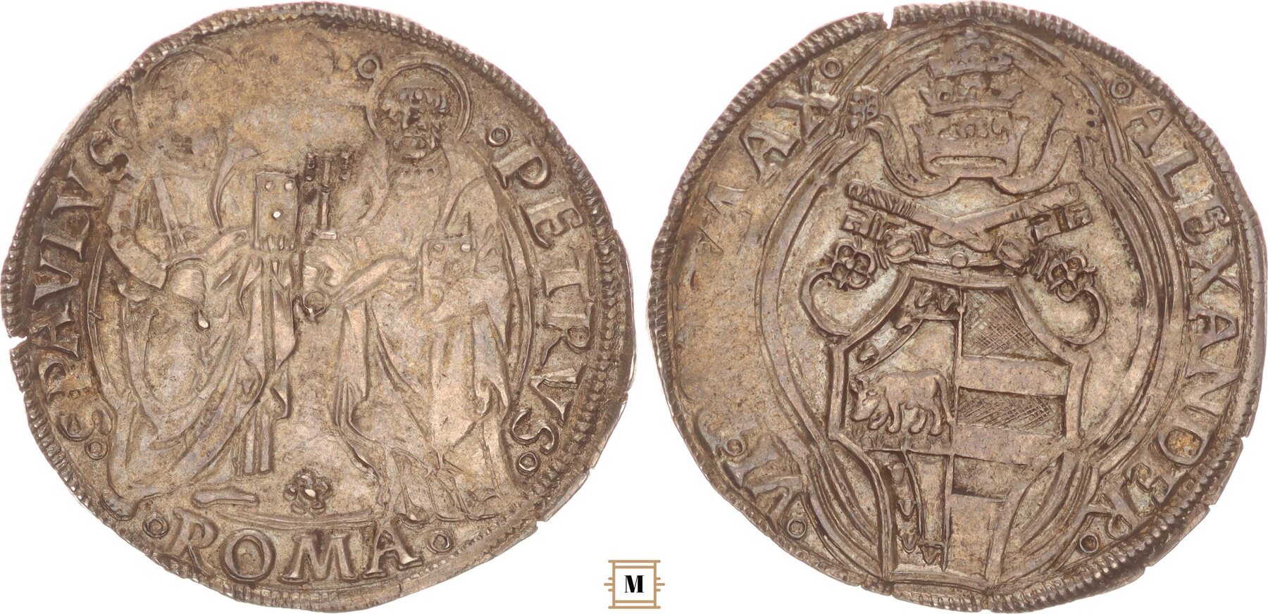 Italy-Papal States grosso 1492-1503 Alessandro VI. XF | MA-Shops