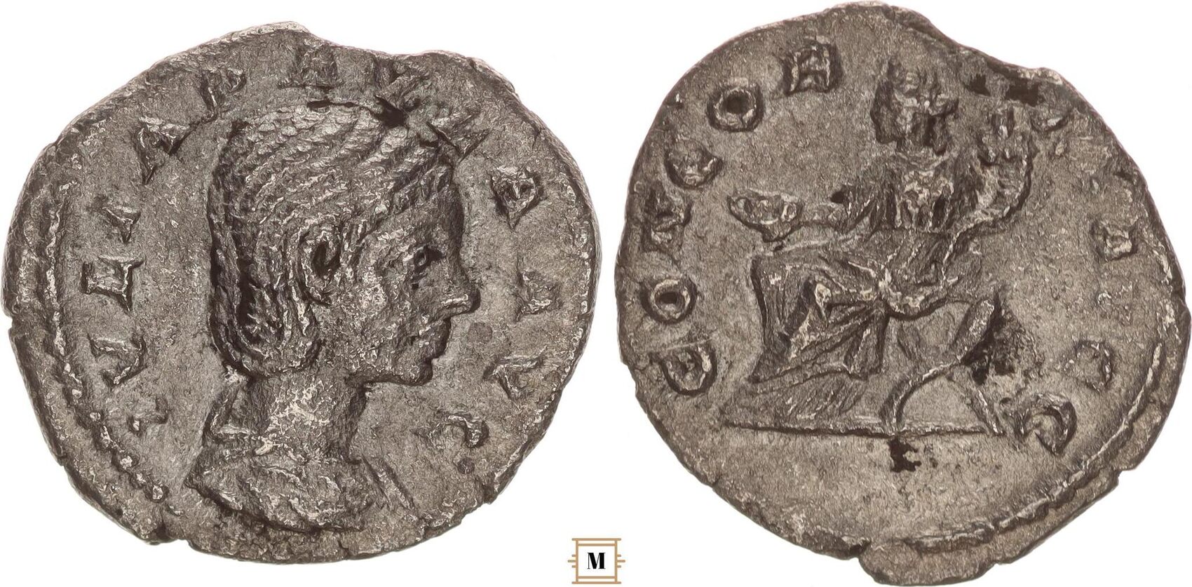 Roman Empire AR denarius 219-220 Julia Paula, CONCORDIA AVGG, Concordia ...