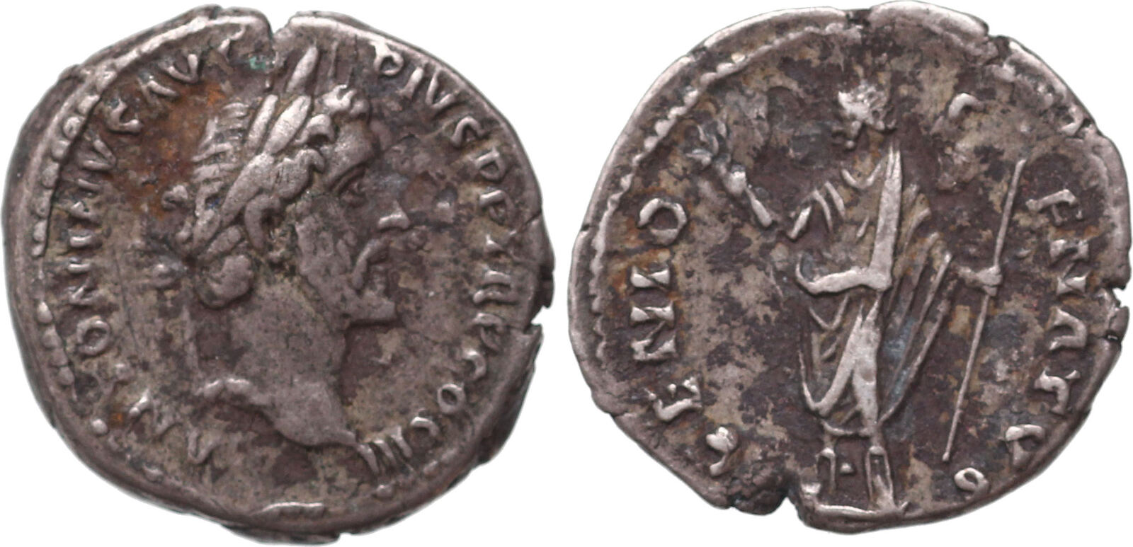 Roman Empire AR denarius 138-161 Antoninus Pius, GENIO SENATVS, Genius ...