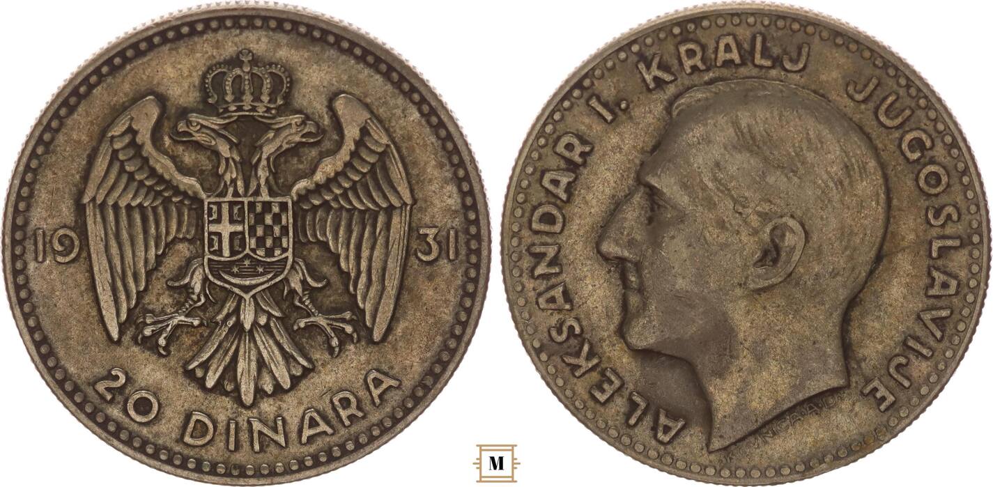 Yugoslavia 20 dinara 1931 Alexander I. VF+ | MA-Shops