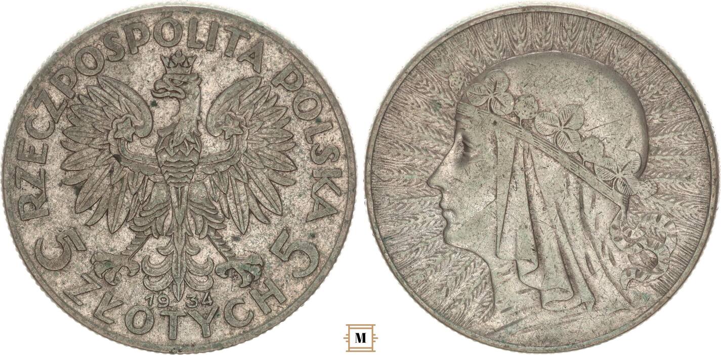 Poland 5 zlotych 1934 Jadwiga VF | MA-Shops