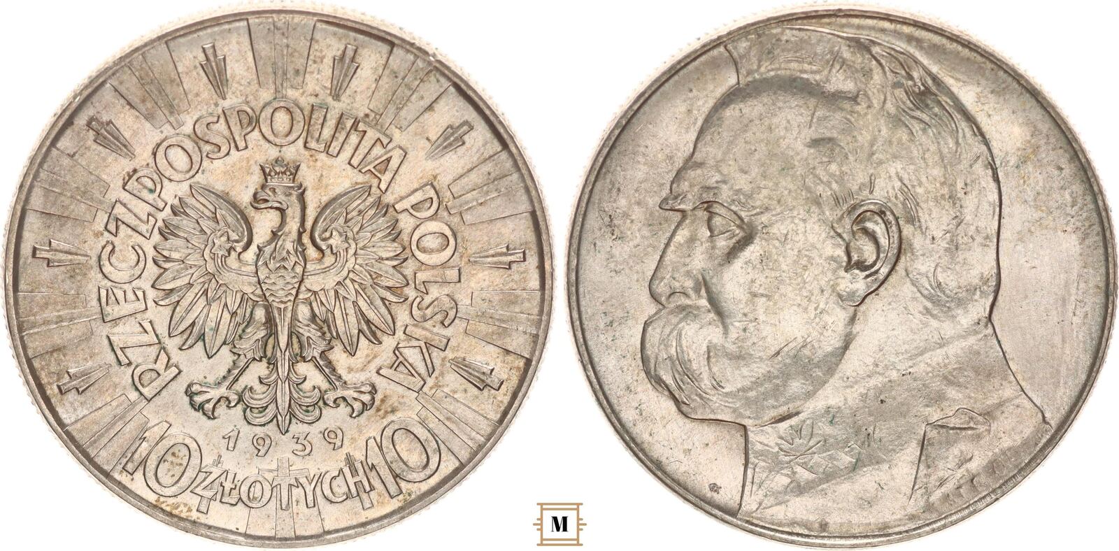 Poland 10 zlotych 1939 Pilsudski XF+ | MA-Shops