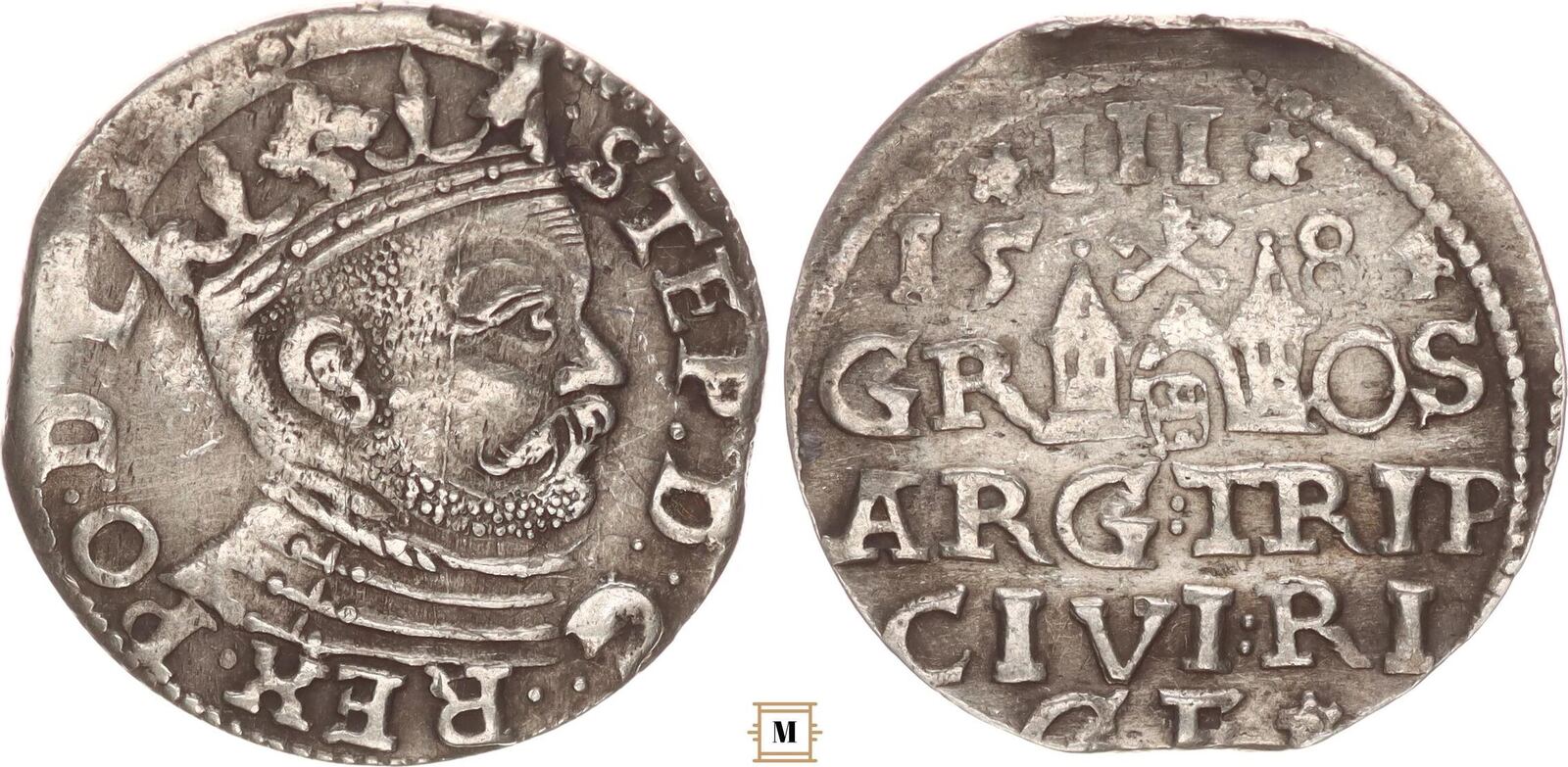 Poland 3 groschen 1584 Stephan Bathory, Riga | MA-Shops