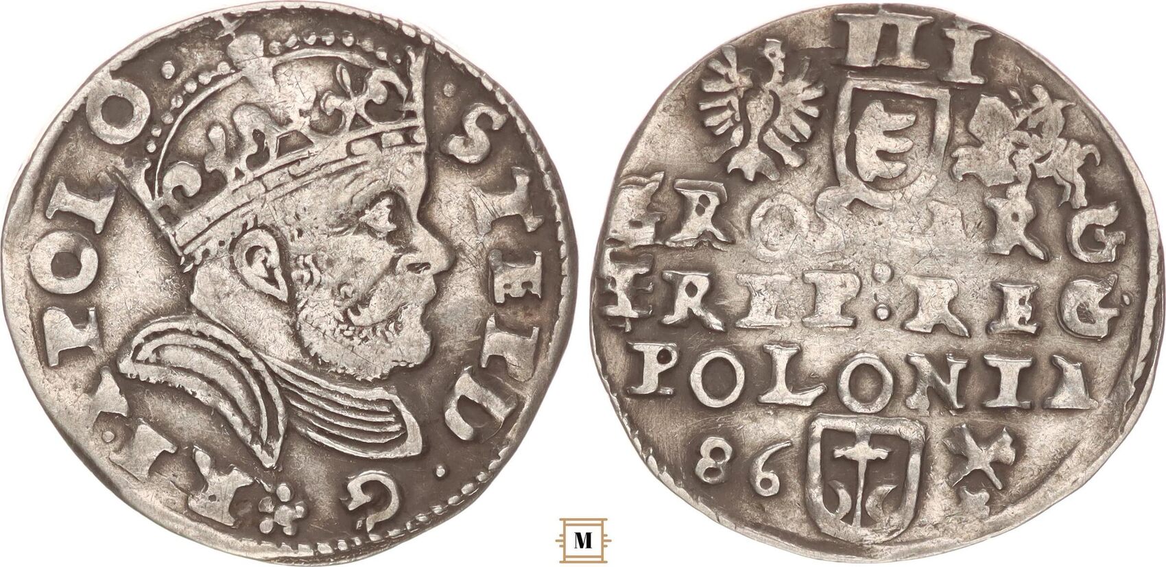 Poland 3 groschen 1586 Stephan Bathory, Posen, R! | MA-Shops