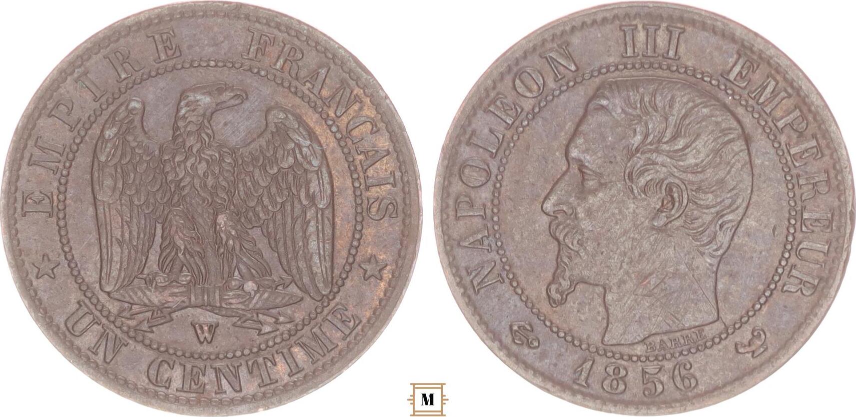 France 1 centime 1856 W Napoleon III., Lille XF+ | MA-Shops