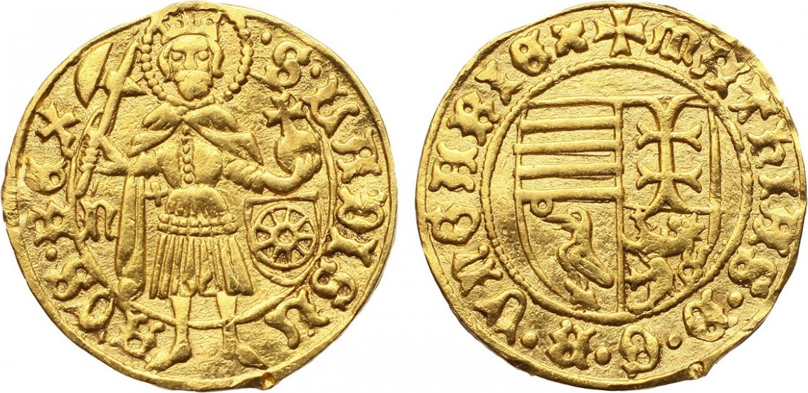 Hungary goldgulden 1458-1490 Matthias, n - coat of arms, EH 531 VF | MA ...