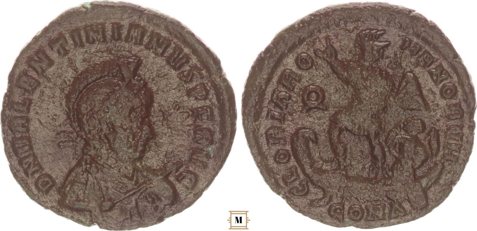 Roman Empire AE 2 375-392 Valentinian II., Helmeted Bust ...