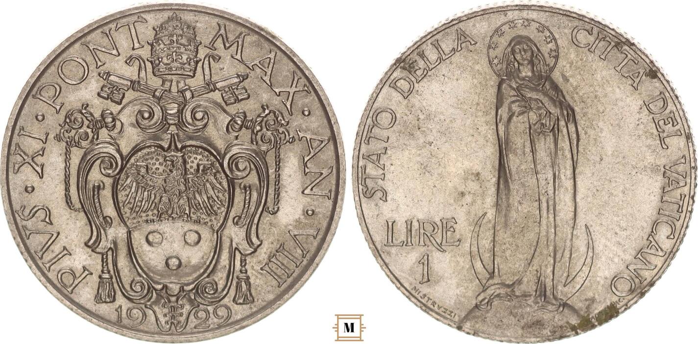 Italy - Vatican 1 lire 1929 Pio XI. aUNC | MA-Shops
