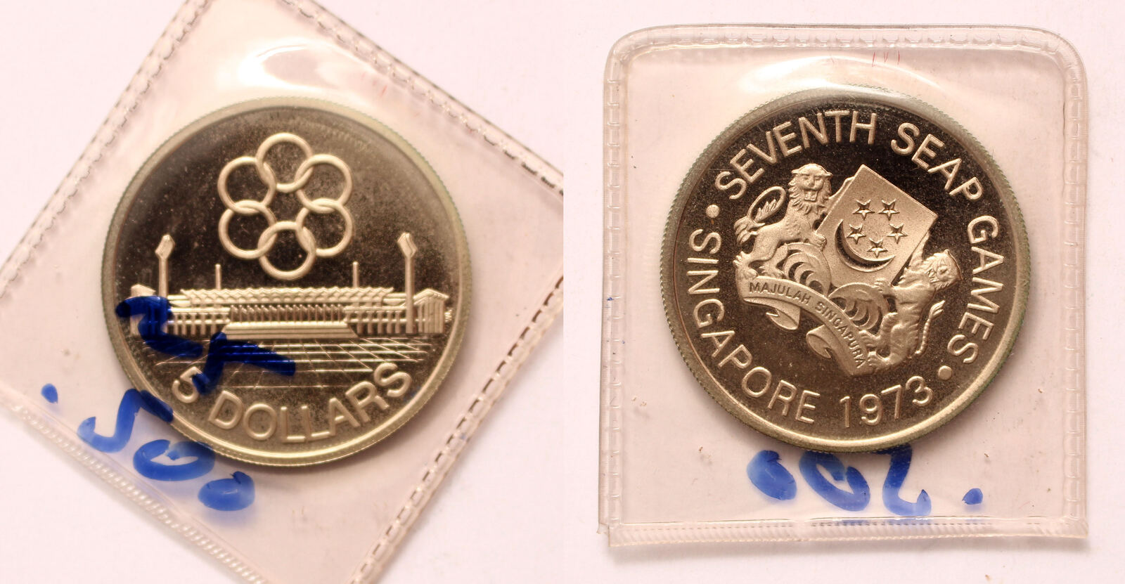 Singapore 5 dollars 1973 7th Seap Games PROOF | MA-Shops