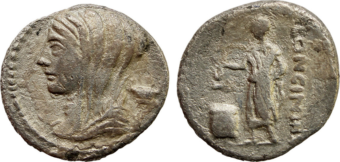 Roman Empire AR Denarius 63 BC L. Cassius Longinus, Vesta | MA-Shops