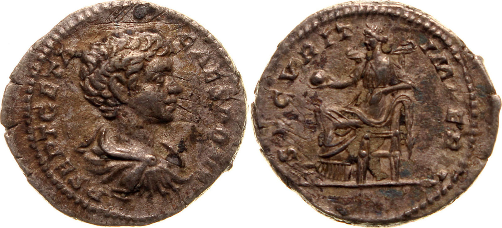 Roman Empire AR Denarius 198-209 Geta as Caesar, Securitas | MA-Shops