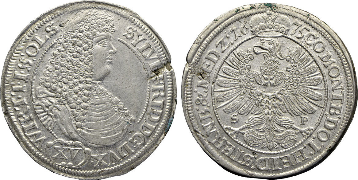 Germany 15 kreuzer 1675 Württemberg-Oels, Sylvius Friedrich | MA-Shops