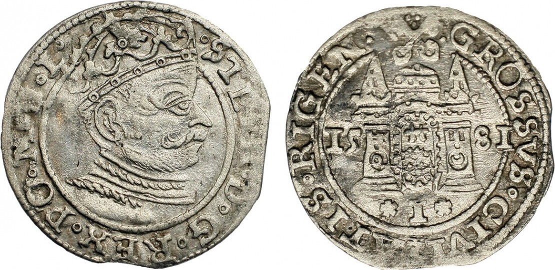 Poland groschen 1581 Stephan Bathory, Riga, R! VF+ | MA-Shops