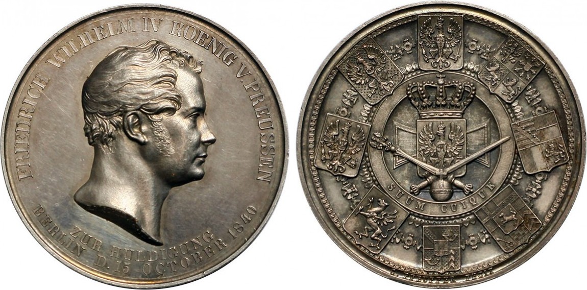 Germany 1840 IV. Friedrich Wilhelm Coronation medal, Prussia, Berlin ...
