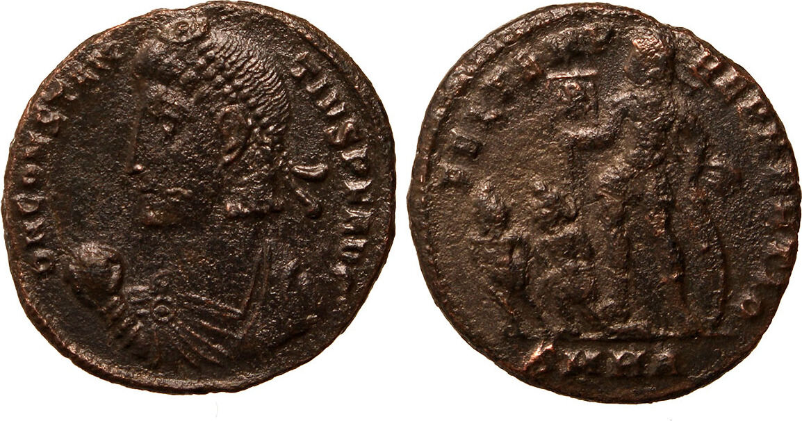 Roman Empire AE centenionalis 337-361 Constantius II., Emperor holding ...