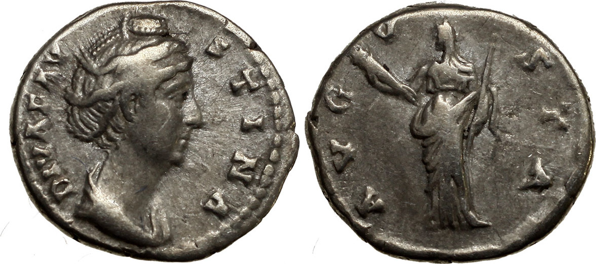 Roman Empire denar 140-141 Diva Faustina Senior, Rome, AVGVSTA VF | MA-Shops