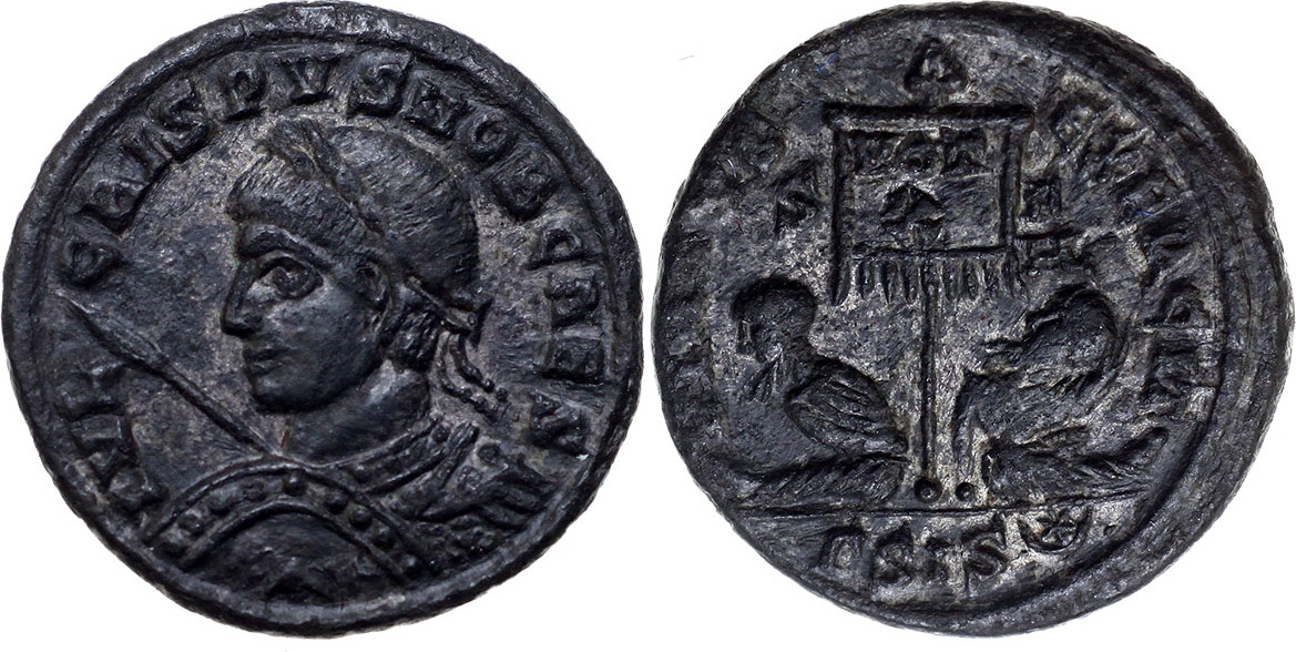 Roman Empire Follis 316-326 Crispus Caesar, Siscia, silvered XF | MA-Shops