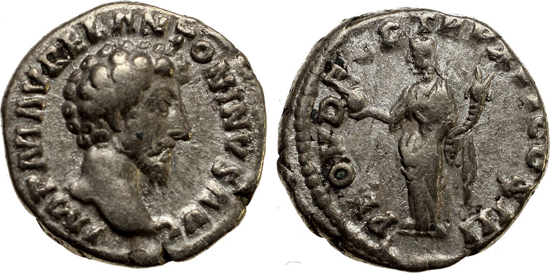 Roman Empire denar 161-180 Marcus Aurelius, Rome, PROV DEOR TR P XVI ...